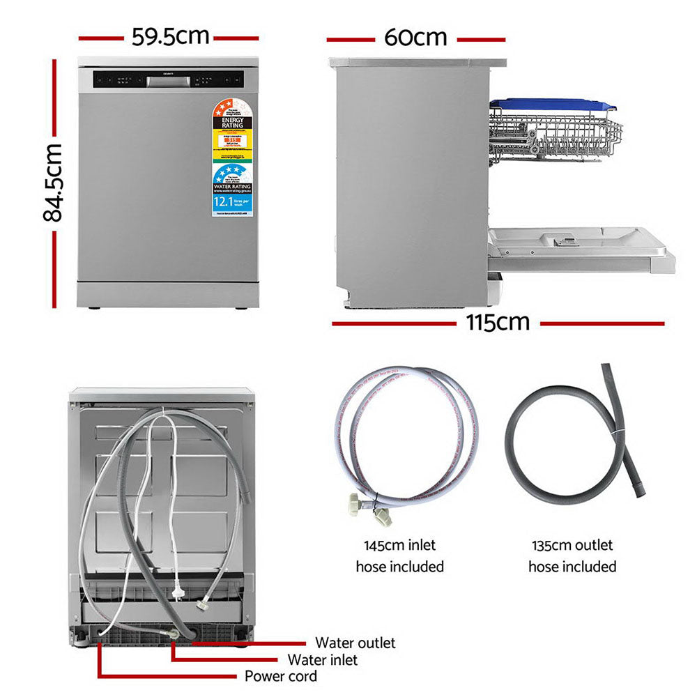 Devanti 60cm 14 Place Settings Freestanding Dishwasher Silver